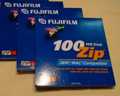 Fujifilm Zip Disks 100 MB PC and MAC Formatable - Sealed- Lot of 3 ...