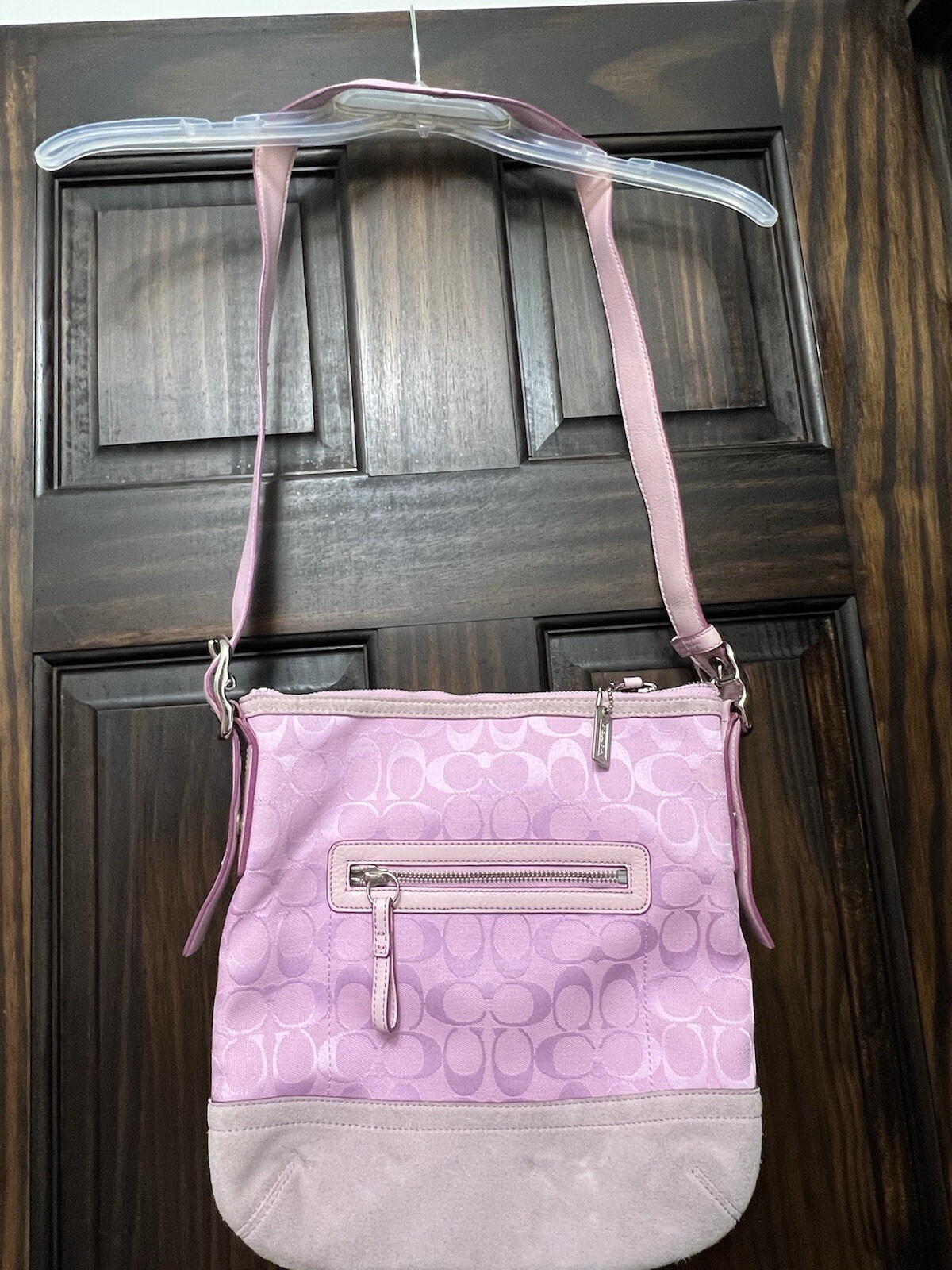 Coach Signature Soft Pink Lilac & Suede Adj Shoulder … - Gem