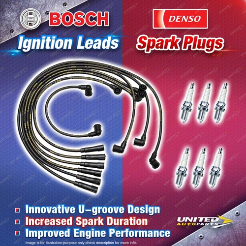 Bosch Ignition Leads +6 Denso Iridium Power Plugs for Ford Fairmont ...