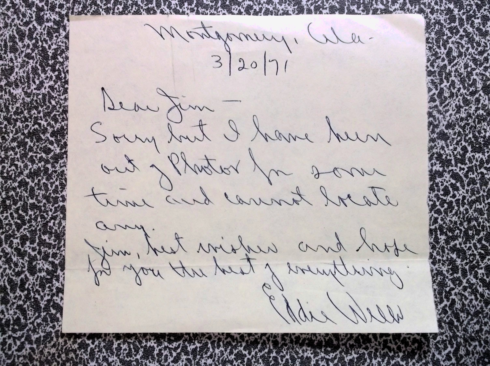 ED WELLS (1900-1986) AUTOGRAPHED Letter MLB Player 1923-34 Tigers ...