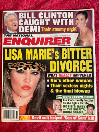 2002 December 17 National Enquirer Magazine Lisa Marie Bill Clinton ...
