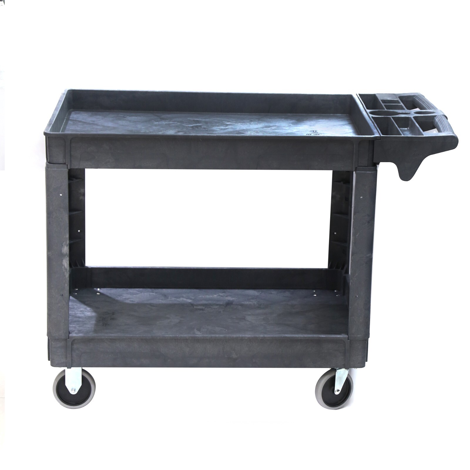 33"W x 46"H x 25"D Gray Plastic Utility Cart Has Shelves Antiskid ...