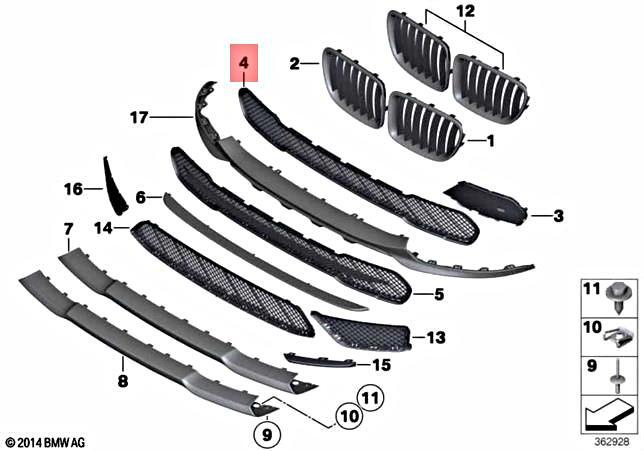 Genuine BMW X1 E84 Front Bumper Center Open Grille OEM 51112990368 | eBay