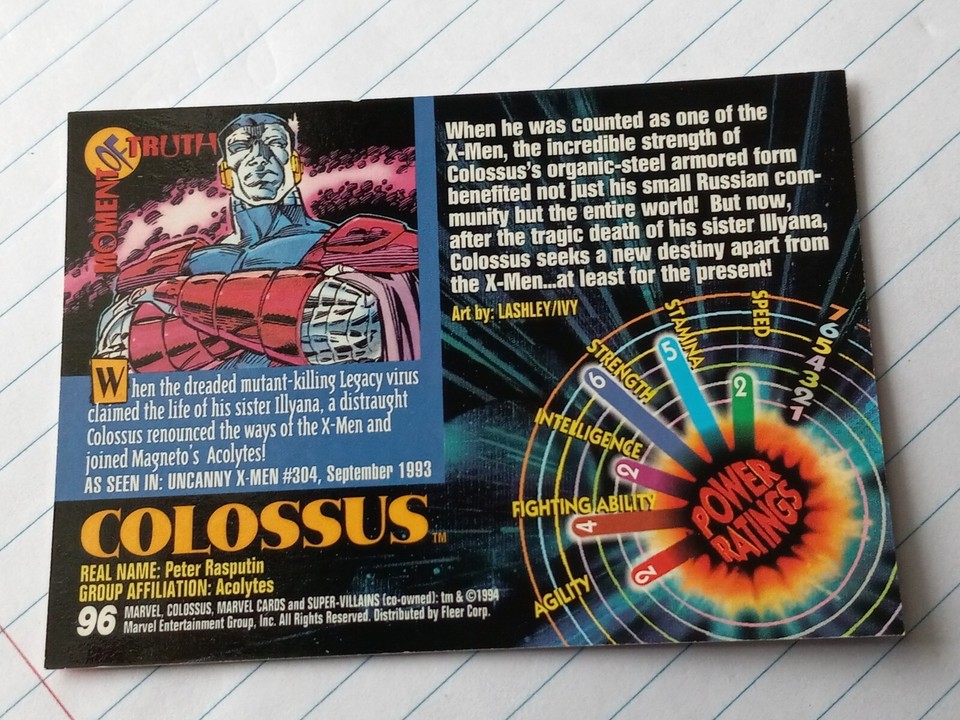 Trading Card - Marvel Universe - COLOSSUS | eBay