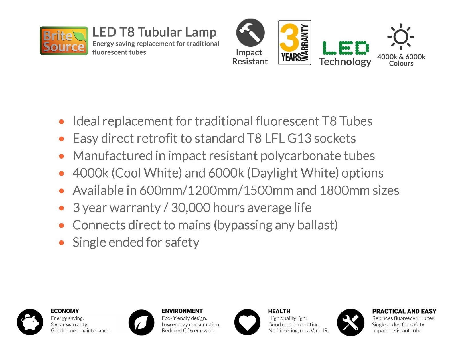 2ft 4ft 5ft 6ft LED T8 Batten Fitting Single / Double with LED tube ...