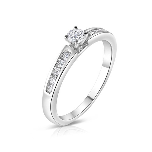 9ct or Blanc 0.30ct Anneau Fiançailles Diamant Solitaire Taille J - Q ...