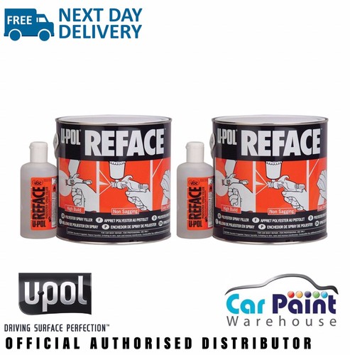 2 x UPOL Reface Polyester Spray Filler 1L + Hardener Kit Free Next Day ...