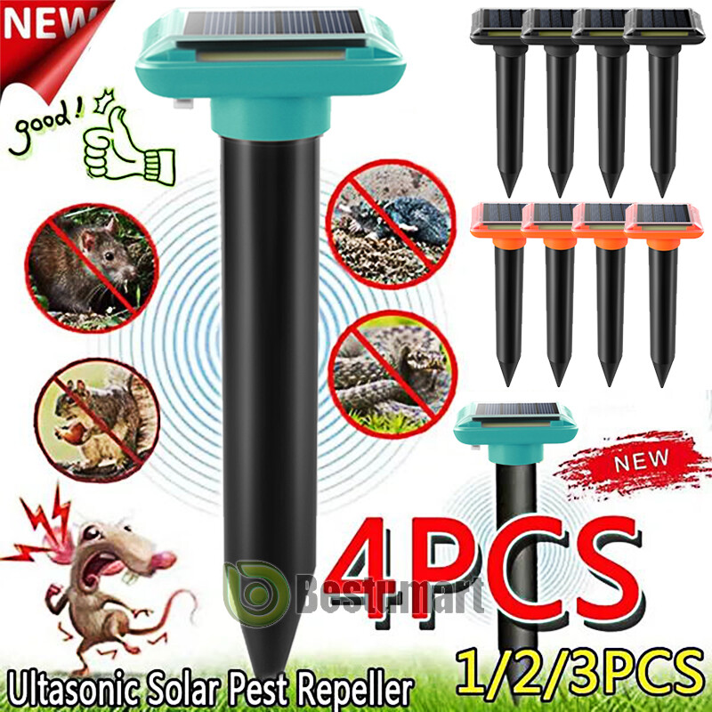 LOT Solar Powered Animal Mole Repeller Ultrasonic Sonic Gopher Stake ...
