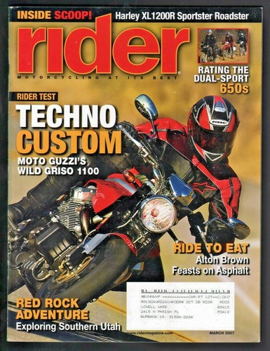 2007 March Rider Motorcycle Magazine Harley-Davidson XL 1200R Sportster ...