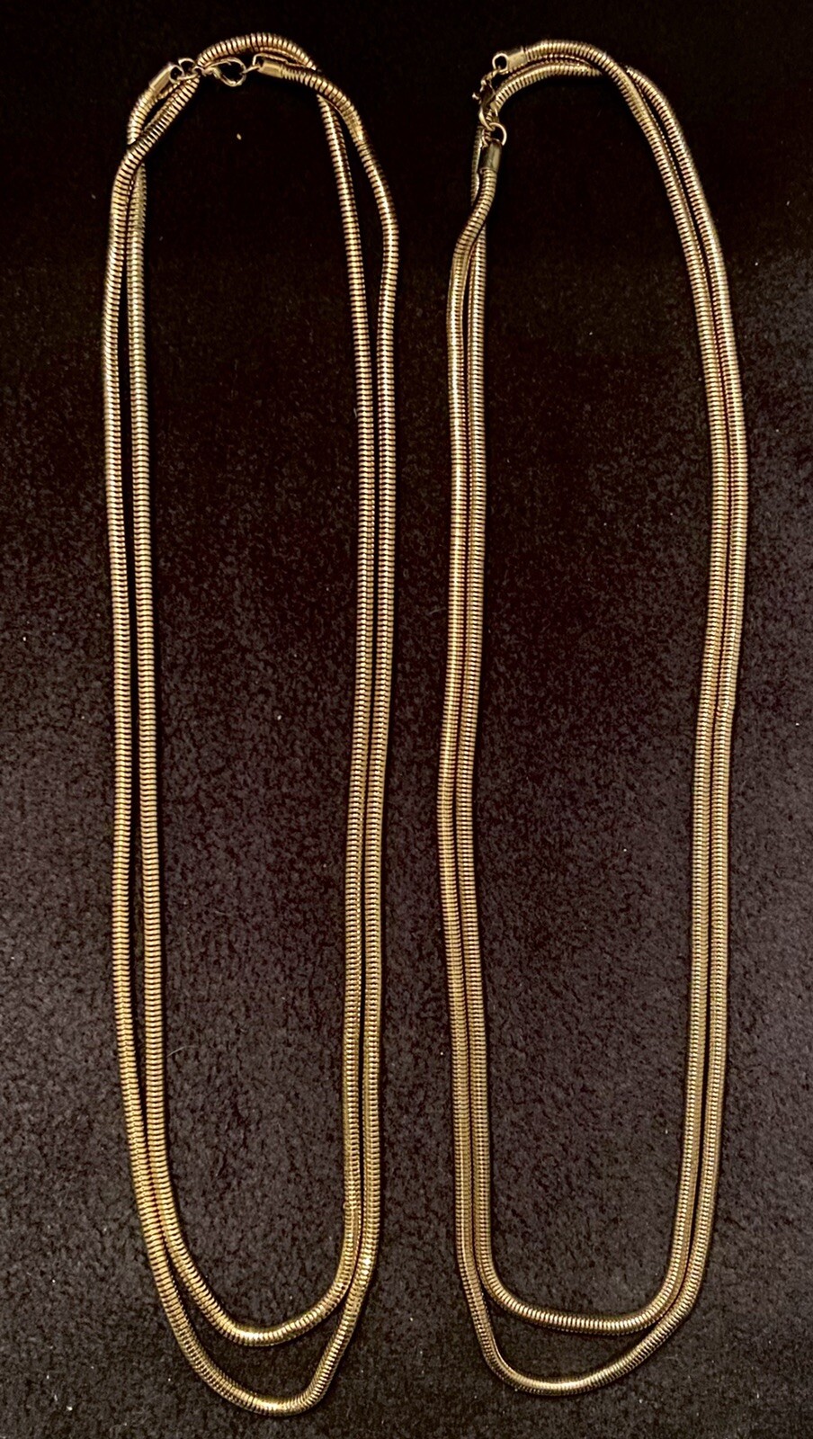 2 Vintage Gold Tone Snake Type Chain Necklaces-Belt L… - Gem