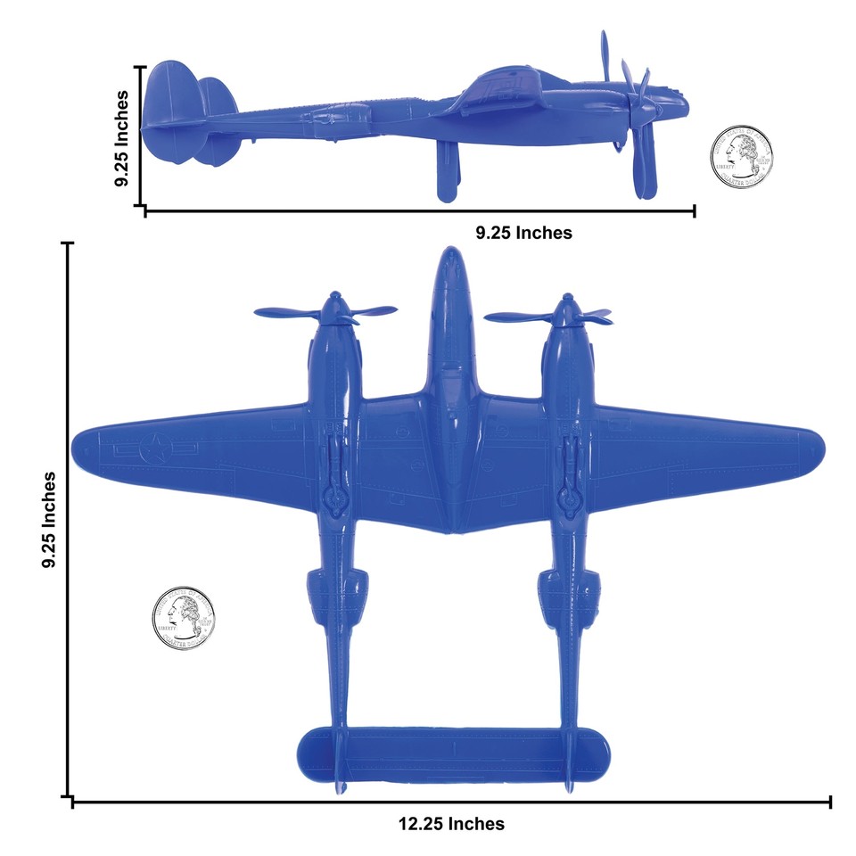 TimMee Processed Plastic WW2 P-38 Lightning Blue Fighter Plane Tim Mee ...