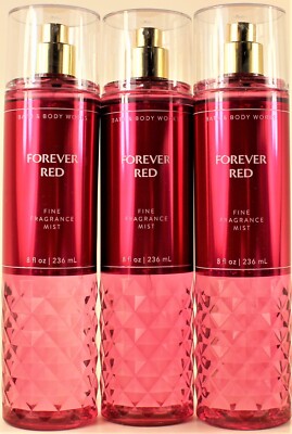 QTY 3 - Bath & Body Works FOREVER RED Fine Fragrance Body Mist Spray ...
