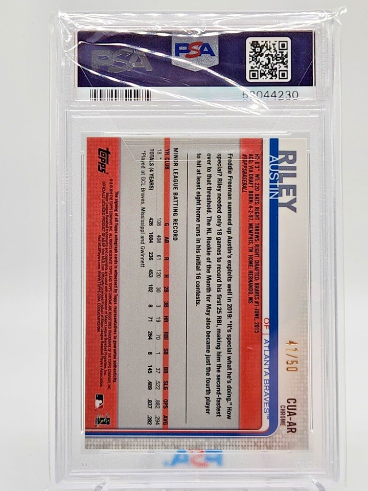 2019 Topps Chrome Austin Riley Auto GOLD RC Rookie /50 PSA 10 Gem Mint ...