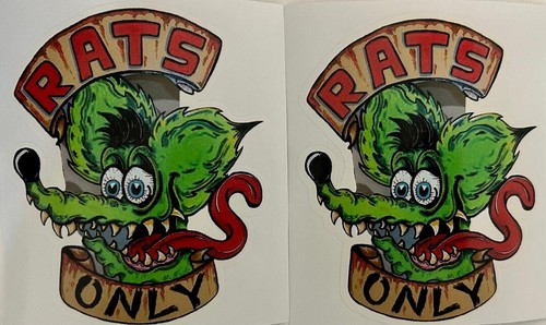 2 PACK RAT ROD HOT ROD CHOPPER MOTORCYCLE RAT FINK STICKER VINTAGE DIE ...