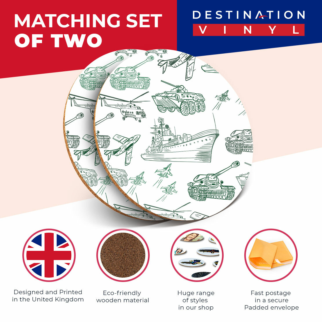 2 x Coasters - Armed Forces RAF Army Tank Ship Home Gift #8166 | eBay UK