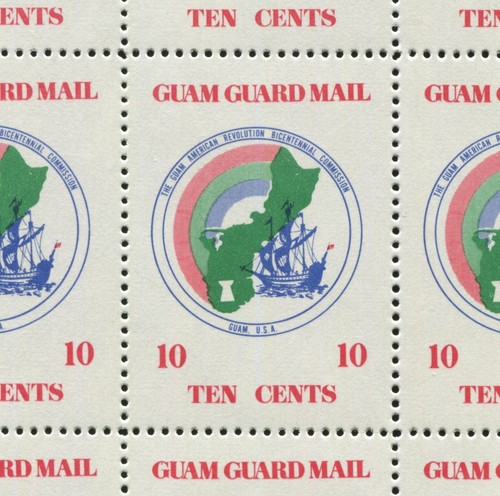 8 VINTAGE GUAM GUARD MAIL Poster Stamps (L1135) USA POSSESSIONS WW2 ...