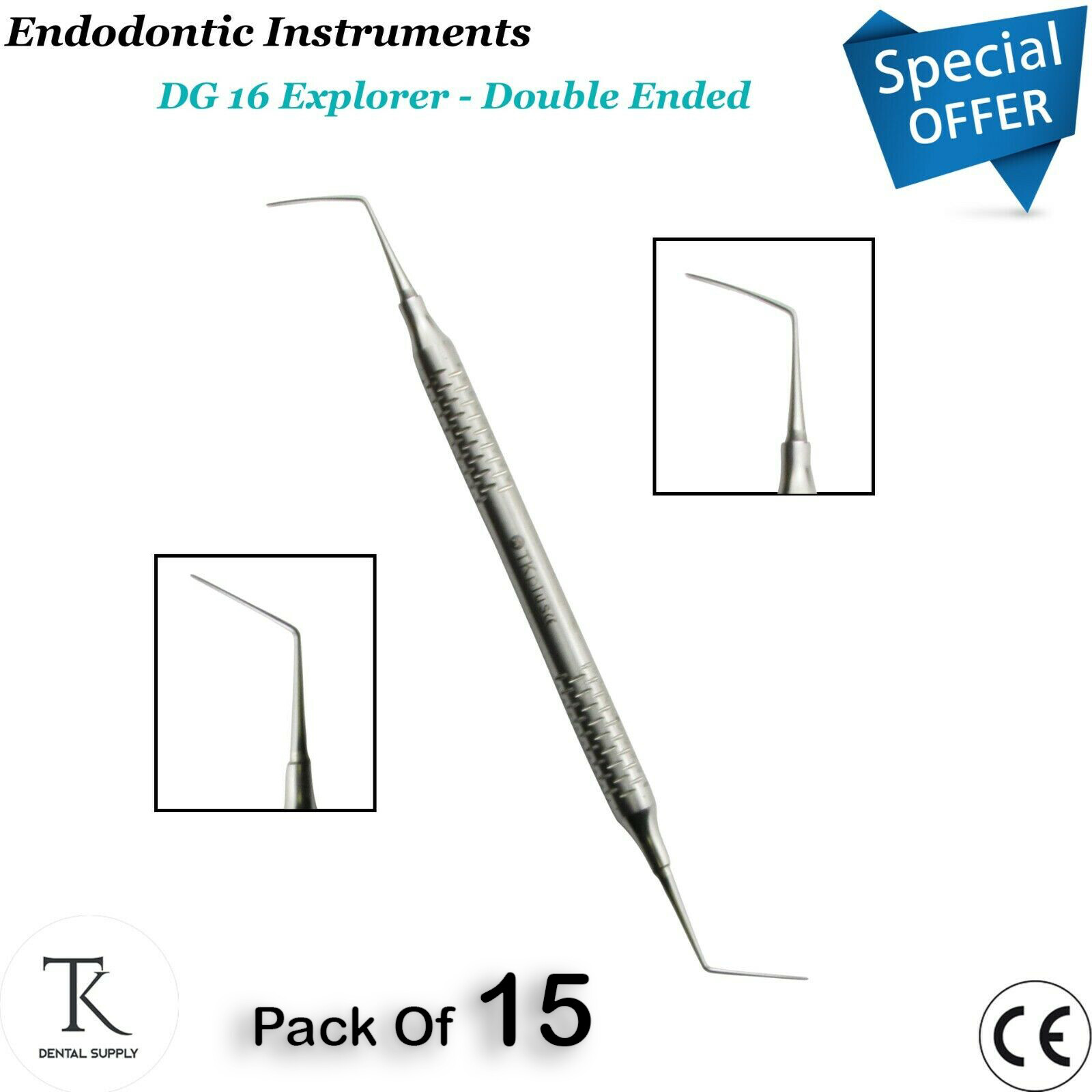 Pack Of 15 - Dental DG16 Explorer Double Ended Teeth Care Endodontic ...
