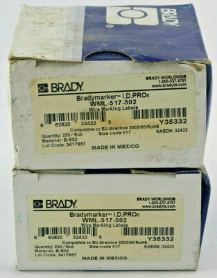 2 Boxes Brady WML-517-502 Wire Marking Labels 32422 250x2 *BOX DAMAGE ...