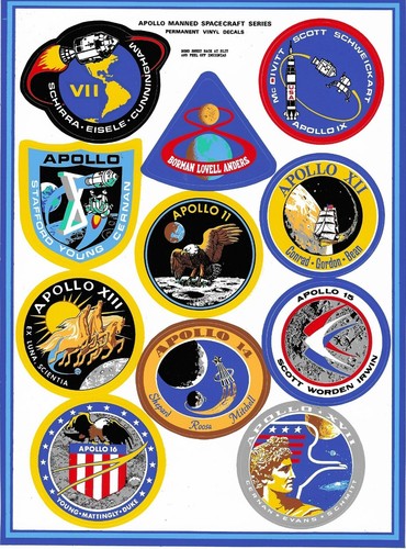 Apollo Manned Spacecraft Series, Permanent Vinyl Stickers, Apollo 7 ...