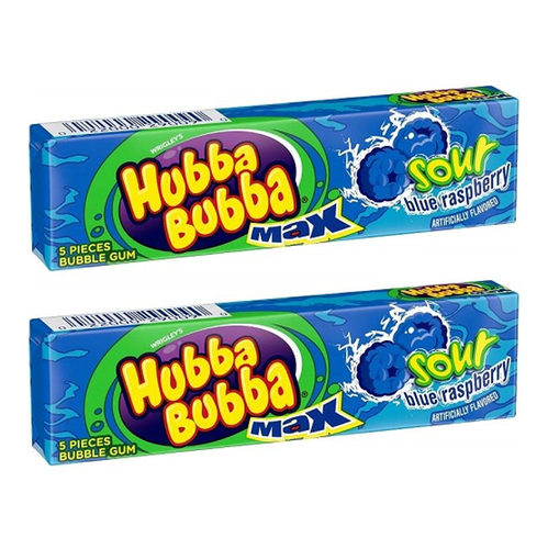 931377 2 x 5 PIECE PACK HUBBA BUBBA MAX SOUR BLUE RASPBERRY FLAVOUR ...