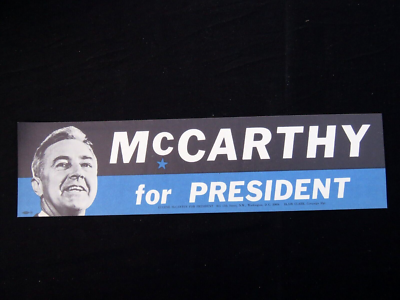 Vintage McCarthy for President - Unused Bumper Sticker 1968 v Nixon | eBay