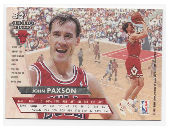 1993-94 Ultra Chicago Bulls Basketball Card #32 John Paxson | eBay