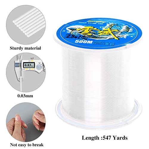 547 Yards Clear Fishing Line, Monofilament Fishing Wire Invisible Nylon ...
