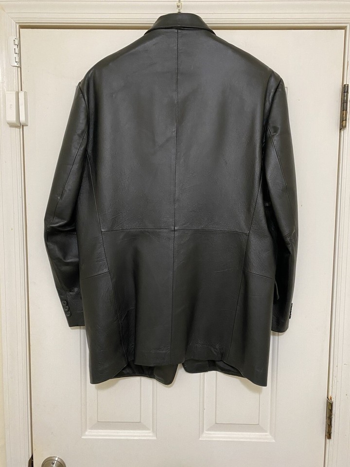 J. Ferrar Mens Medium Genuine Black Leather Soft Jacket 3 Button | eBay