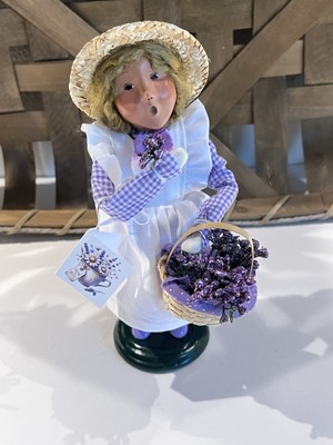 Byers Choice Girl Summer White Apron, Violet Dress, Basket Of Flowers ...