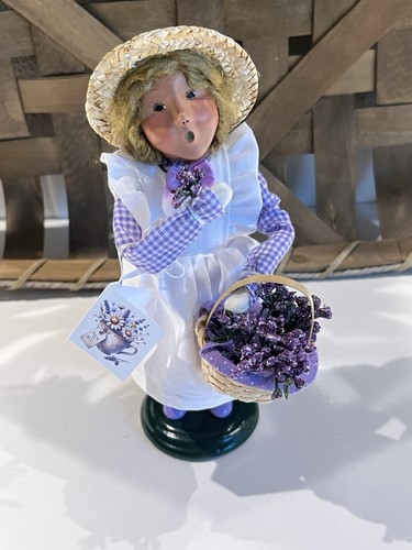 Byers Choice Girl Summer White Apron, Violet Dress, Basket Of Flowers ...