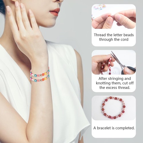 1000PCS Colourful Letter Beads for Threading, 4 x 7 MM, A-Z White ...