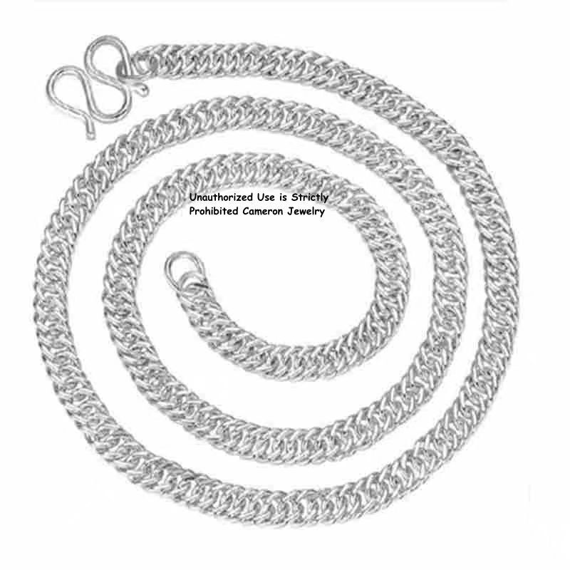Pure S999 Fine Silver 999 Chain Men Women 3-9mm Muct Curb Link Necklace ...