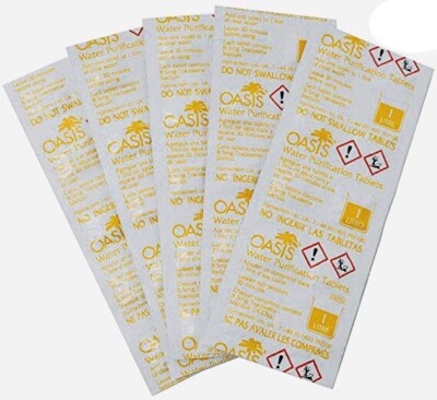 OASIS WATER PURIFICATION TABLETS 8.5MG 100 tablets 10 Strip 2027 ex ...