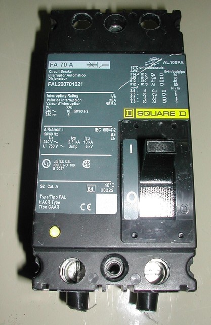 Square D FA 70 a Circuit Breaker With Shunt Trip FAL220701021 Al100fa ...