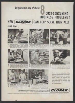 Clupak Extensible Paper Packaging 1960 Vintage Print Advertisement | eBay