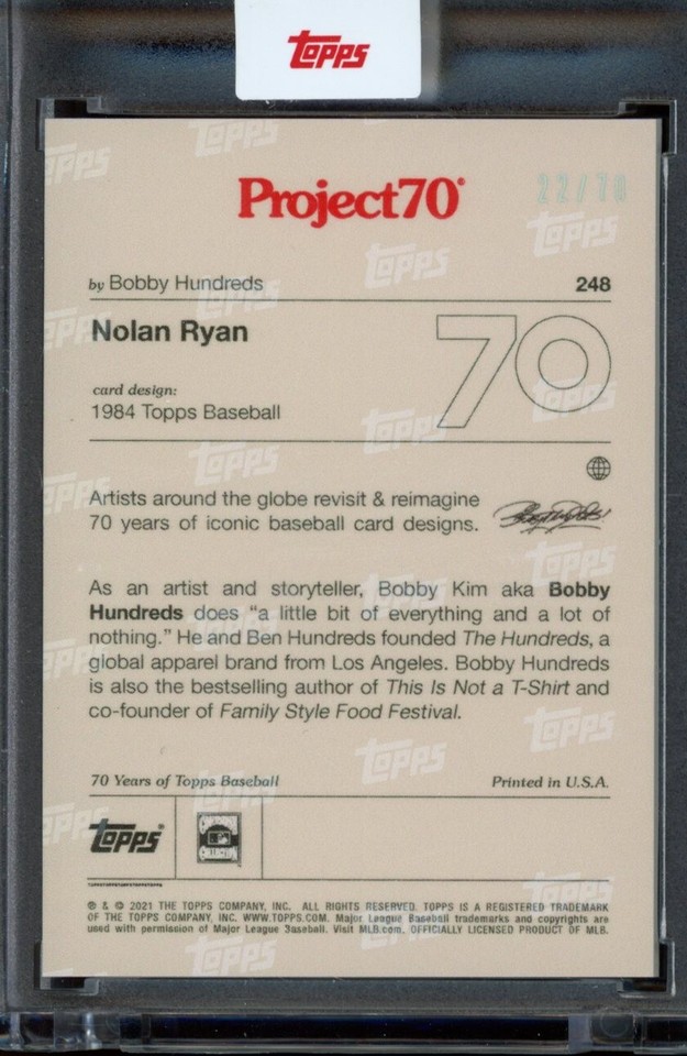 2021 Topps Project 70 Card #248 Nolan Ryan Bobby Hundreds Rainbow Foil ...