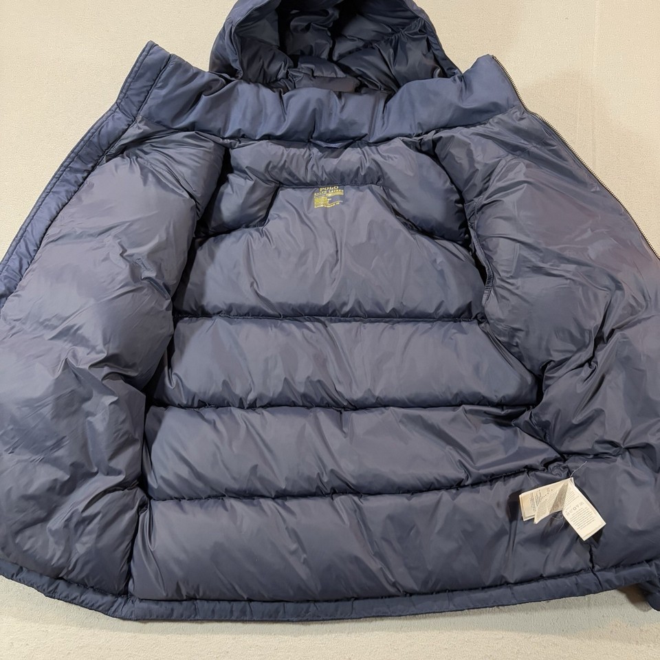 POLO RALPH LAUREN Blue Down Puffer JACKET Boys XL (18-20) Navy Pony ...