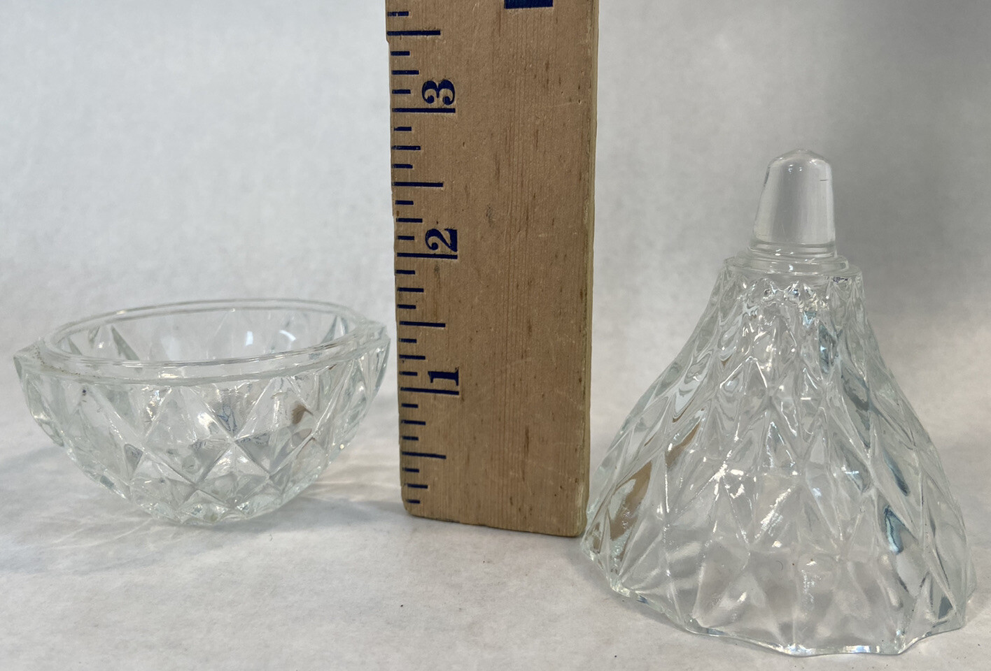 Vintage Romania Lead Crystal Pear Shaped Lidded Trinket Box Diamond Cut ...