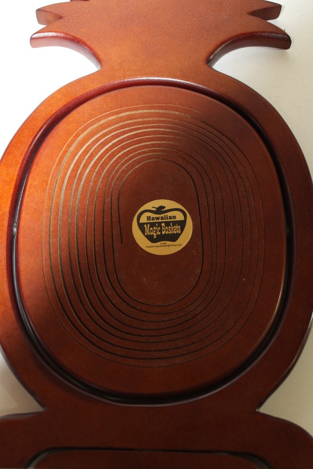 Unique Pineapple Shaped Wood Crafted Hawaiian Magic Basket Bowl ...