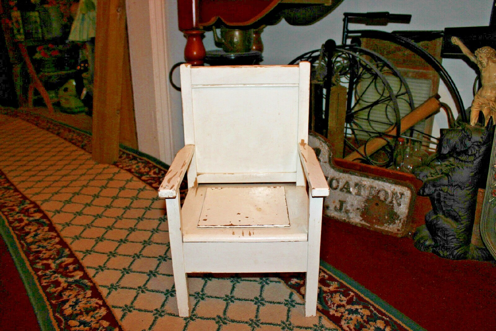 Antique Wood Toilet Child's Potty Seat Commode Furniture Country Decor ...