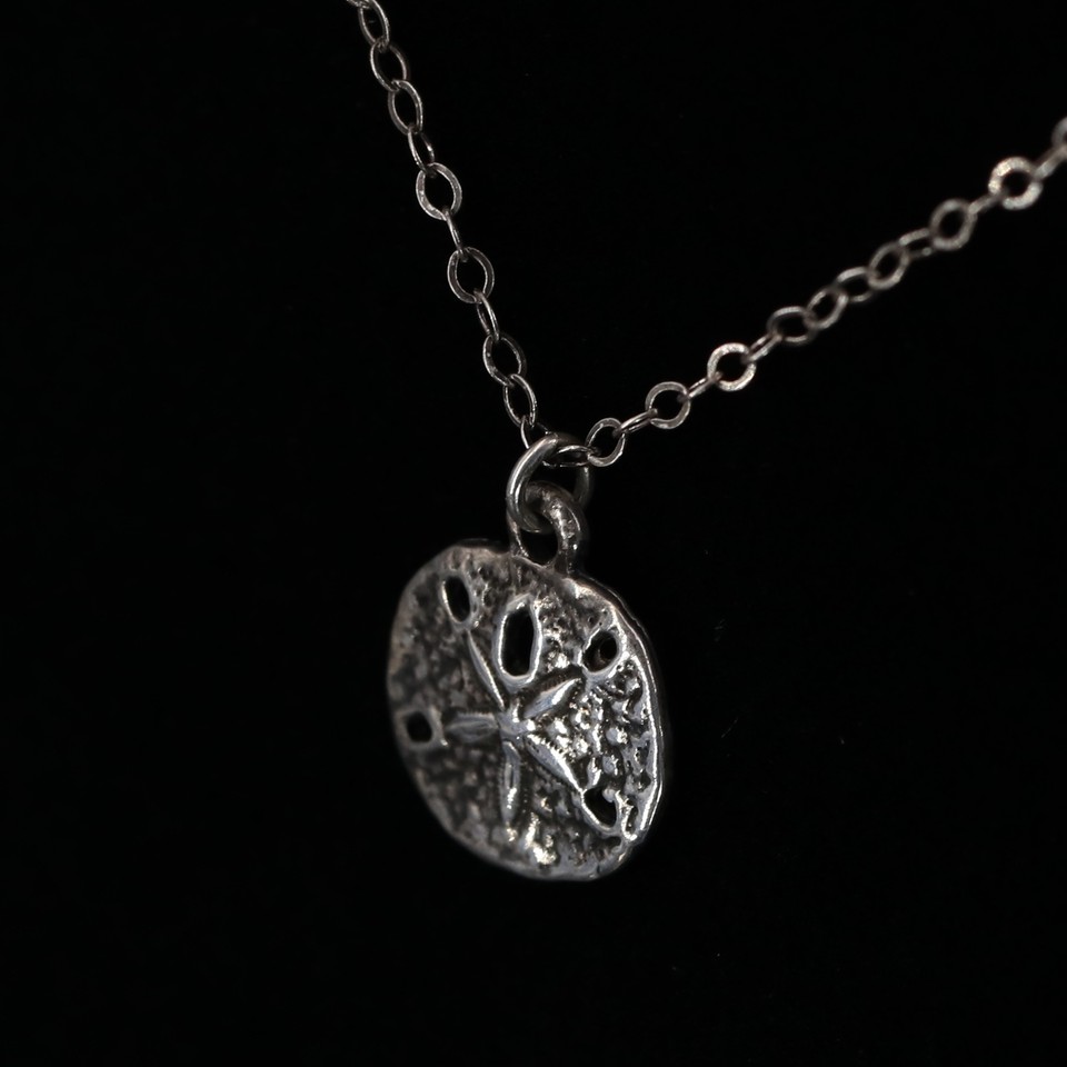 VTG Sterling Silver Sand Dollar Sea Shell Pendant 18" Cable Chain ...