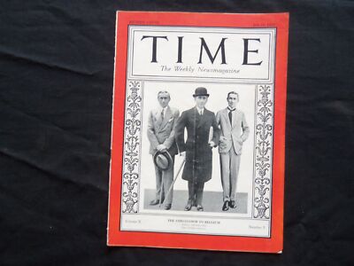 1927 JULY 18 TIME MAGAZINE - THE AMBASSADOR TO BELGIUM - T 125 | eBay