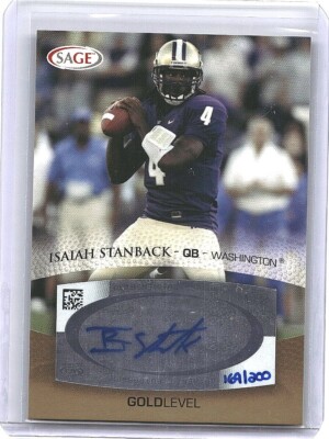 Isaiah Stanback 2007 SAGE Auto Gold /200 #A52 Rookie RC Washington ...