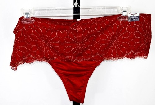 Cacique Wide Side Thong Plus Size 4X 26/28 Red and Gold Embroidered ...