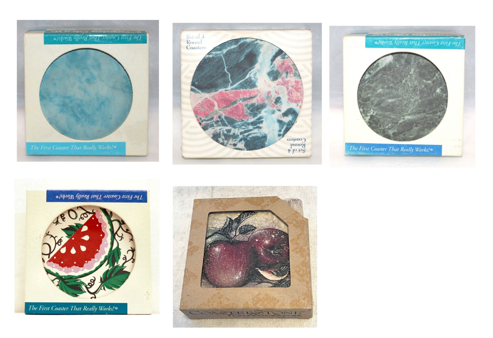 CoasterStone Natural Sandstone Coasters With Solid Colorful Patterns ...