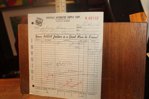 Vintage 1956 Receipt NAPA Knoxville Automotive Supply Tennessee | eBay