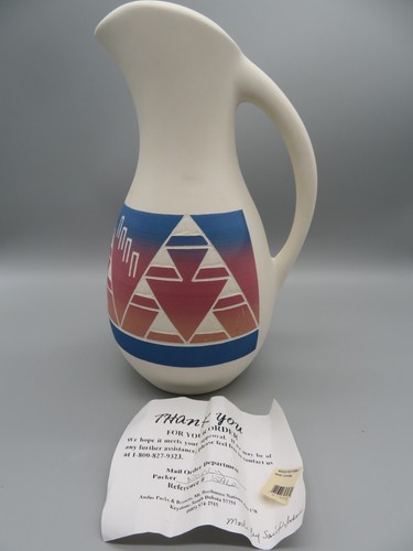 High Elk Sioux Native American Hand Painted Engraved Pottery Water ...