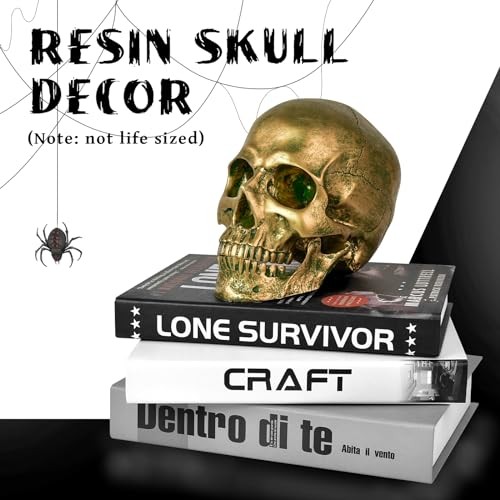 SEKKVY Resin Human Gold Skull Statues Halloween Decor Skeleton ...