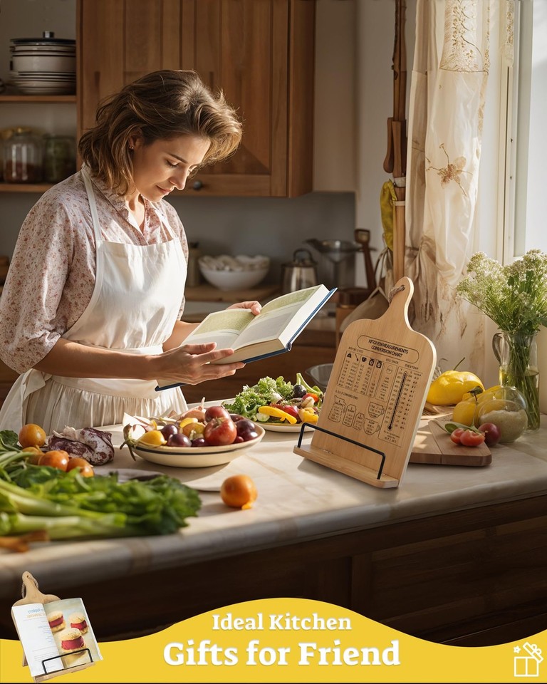 Bamboo Cookbook Stand, Recipe Book Holder, Kitchen Counter Book Holder ...