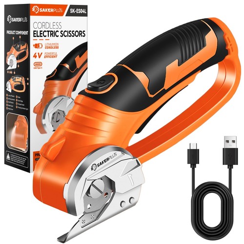 Cordless Electric Scissors,4V Rechargeable Cardboard Box Cutter Heavy ...